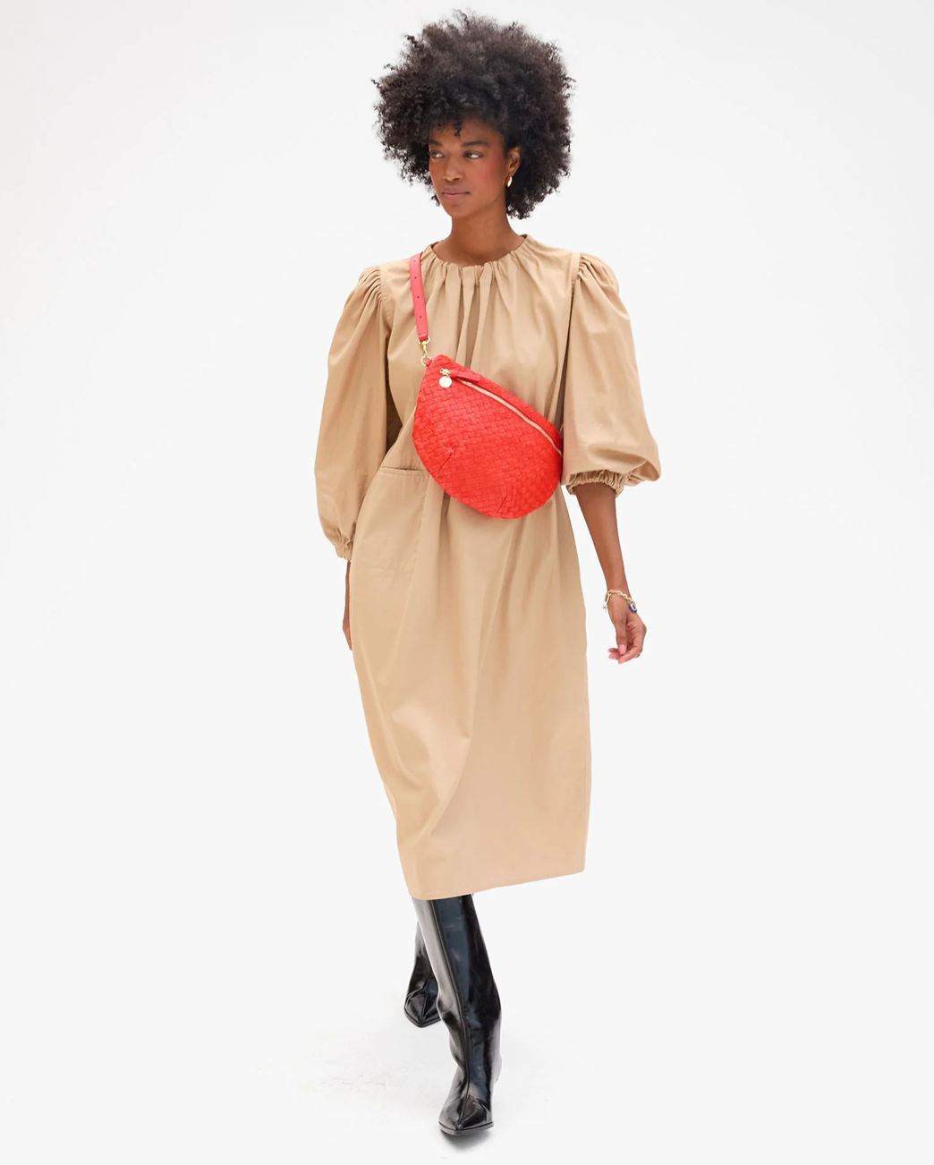 Clare V Grande Fanny - Bright Poppy Diagonal Woven – BLUSH